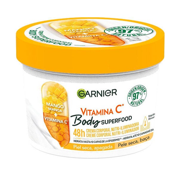 Body Superfood GARNIER Crema corporal de Mango y Vitamina C precio ...