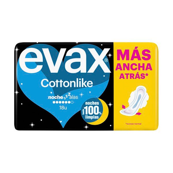 Evax Cottonlike Alas Noche 18 EVAX Compresas de noche con alas precio ...
